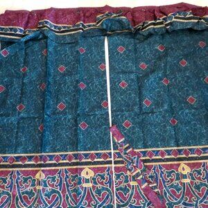 Springs | Bath | Vintage Fabric Shower Curtain Split Panels Teal ...